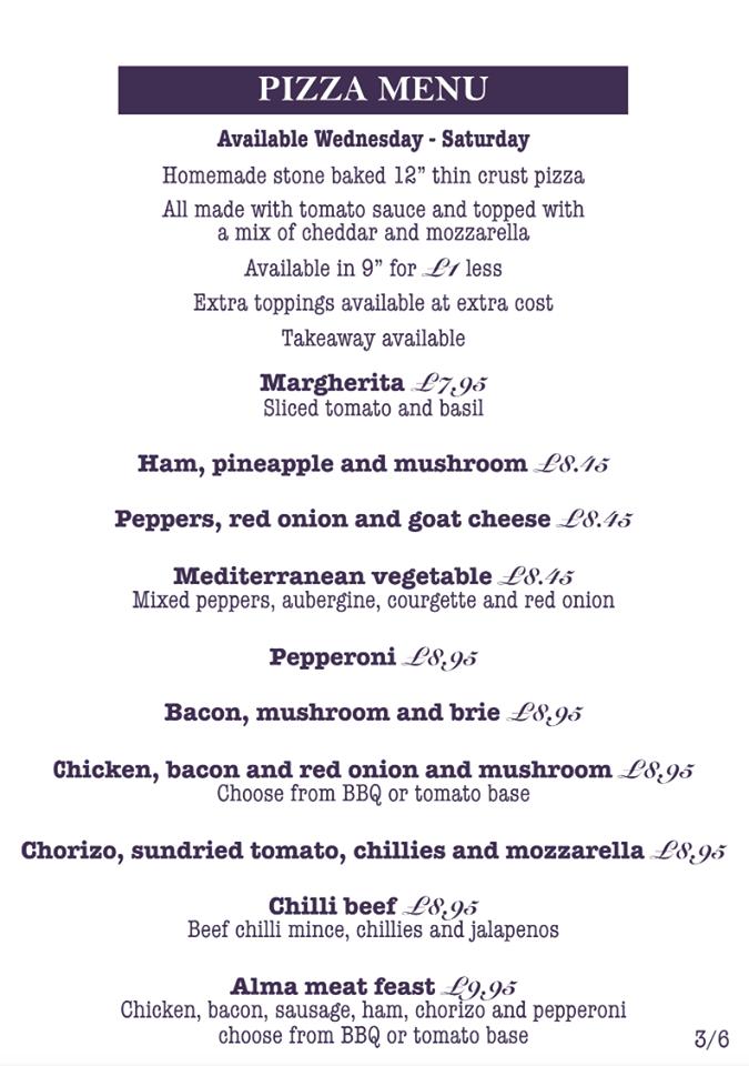 Menu of Alma Arms pub & bar, Uckfield - reviews and ratings
