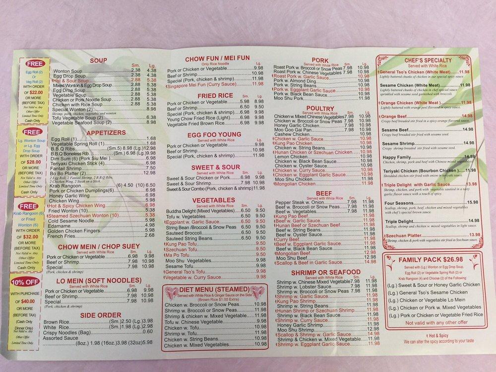 Menu at Lucky Express restaurant, Boca Raton