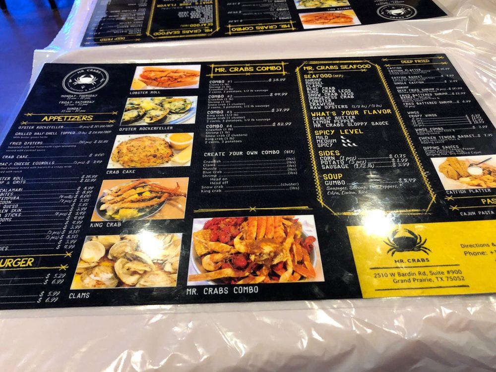 Menu at MR. Crab pub & bar, Grand Prairie