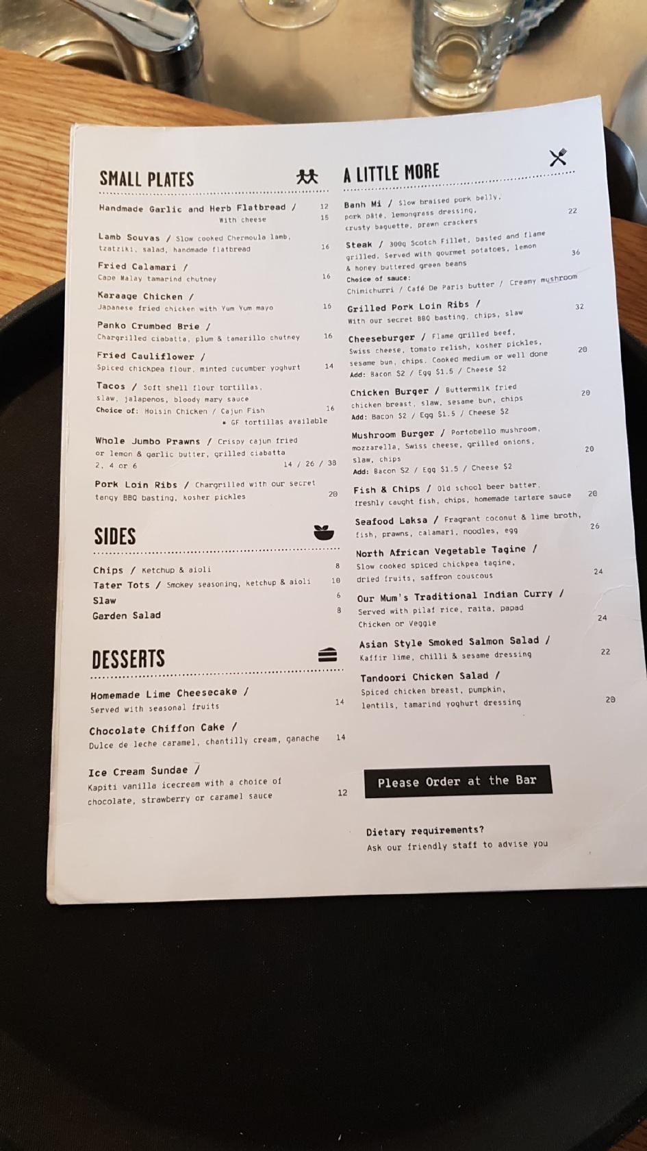 Menu at Mangawhai Tavern pub & bar, Mangawhai