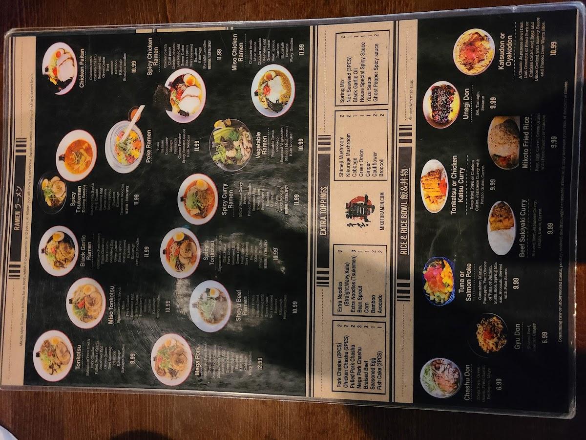 Menu at Mikoto Ramen Bar and Sushi, Tyler