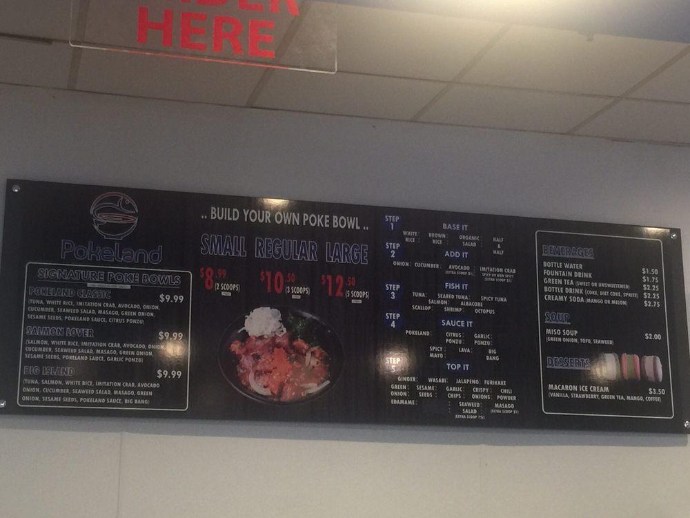 Menu at Pokeland restaurant, San Diego, Mira Mesa Blvd suite b