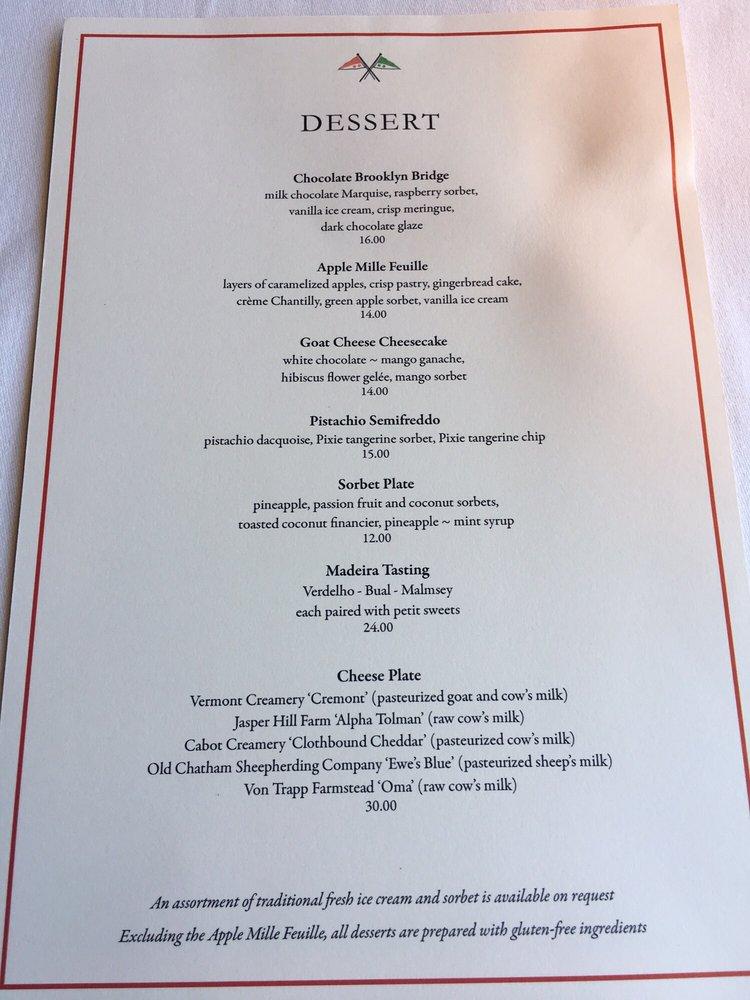 Menu at The River Café pub & bar, New York City