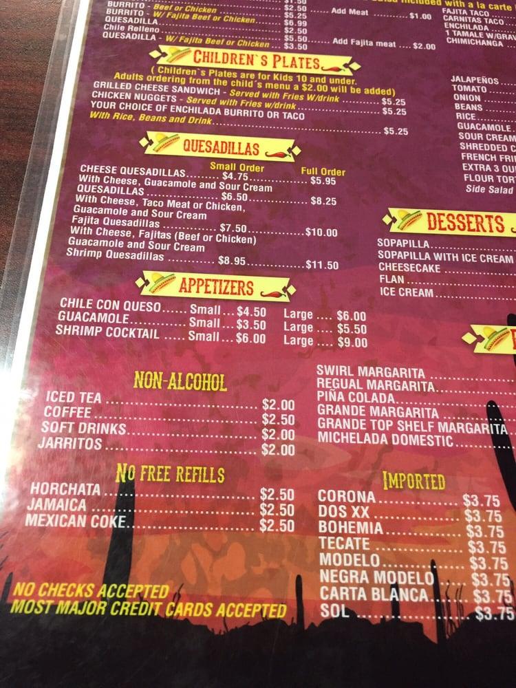 Menu at El Pueblito Mexican Cocina restaurant, Plano