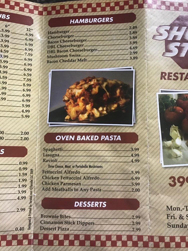 Menu at Short Stop pizzeria, Springfield