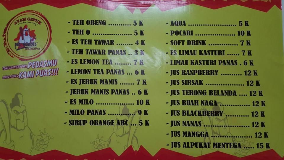 Menu at Ayam Gepuk Pak Gembus Cab.Windsor restaurant, Batam