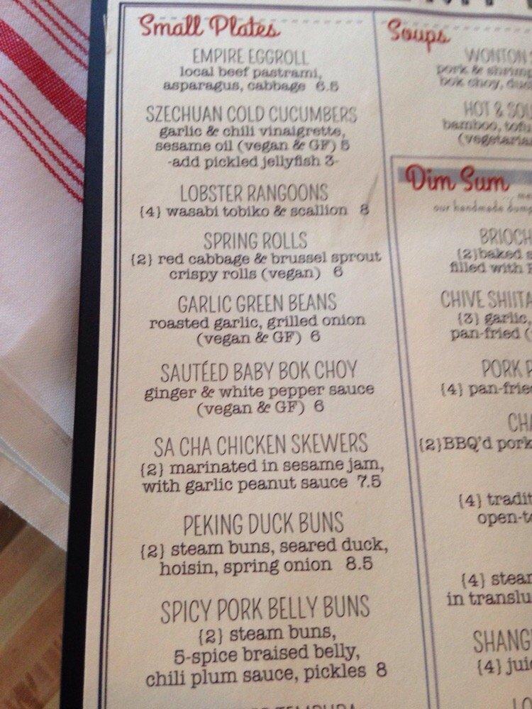 Menu at Empire Chinese Kitchen restaurant, Portland