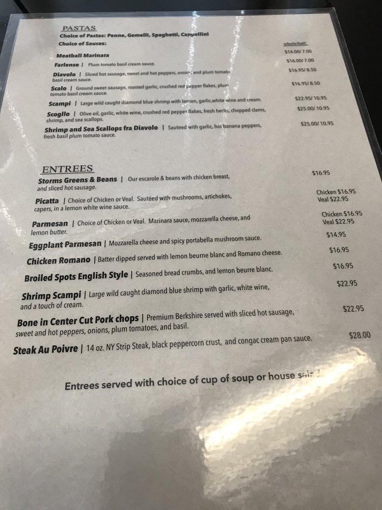 Menu at Storms Restaurant & BYOB, Pittsburgh, Curry Rd