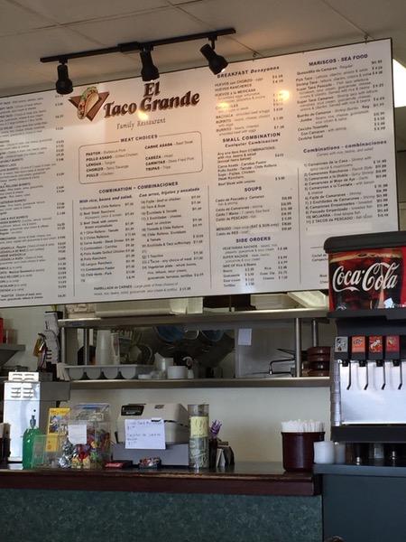 Menu at Taco Grande restaurant, Carpinteria