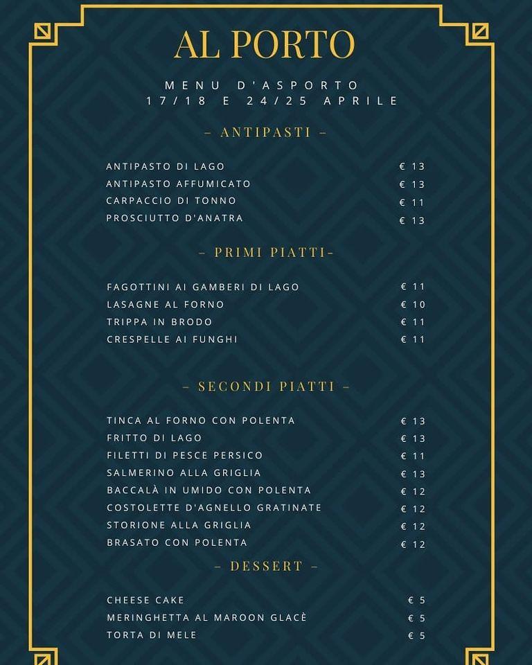 Menu da Al Porto ristorante, Clusane, Porto dei pescatori