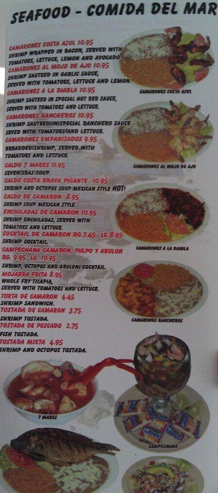 Menu at Casa Mota restaurant, Riverside