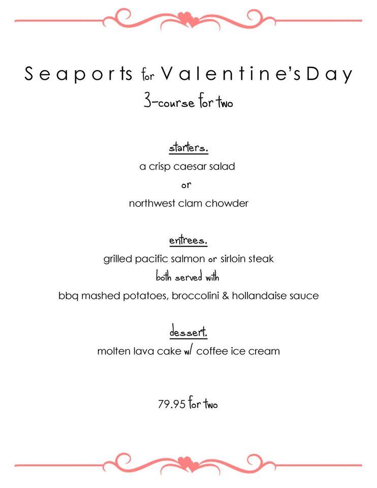 Menu at Seaports restaurant, Seattle