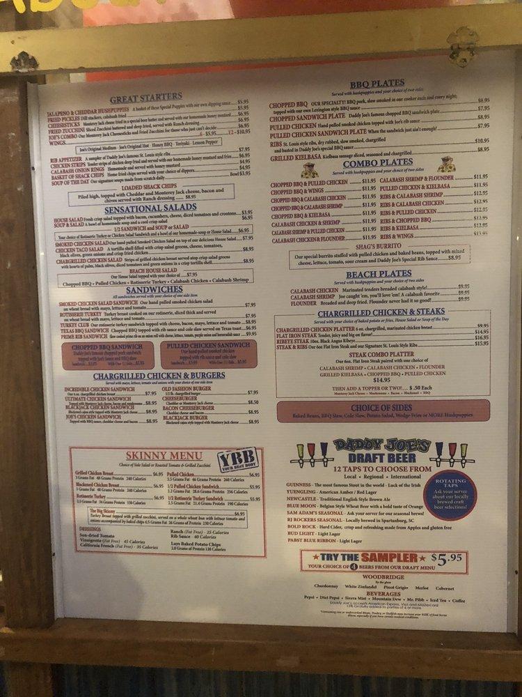 Carta de Daddy Joe's Beach House BBQ and Grill, Gaffney