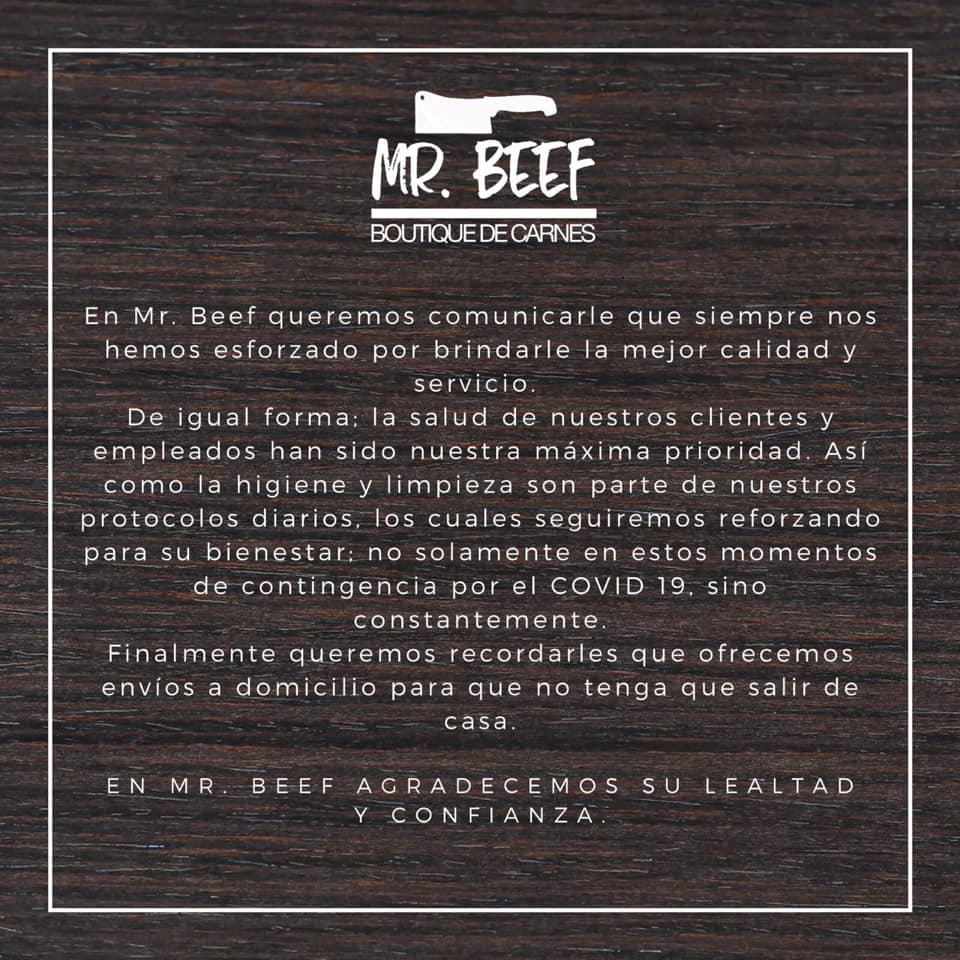Menu at Mr. Beef, Córdoba