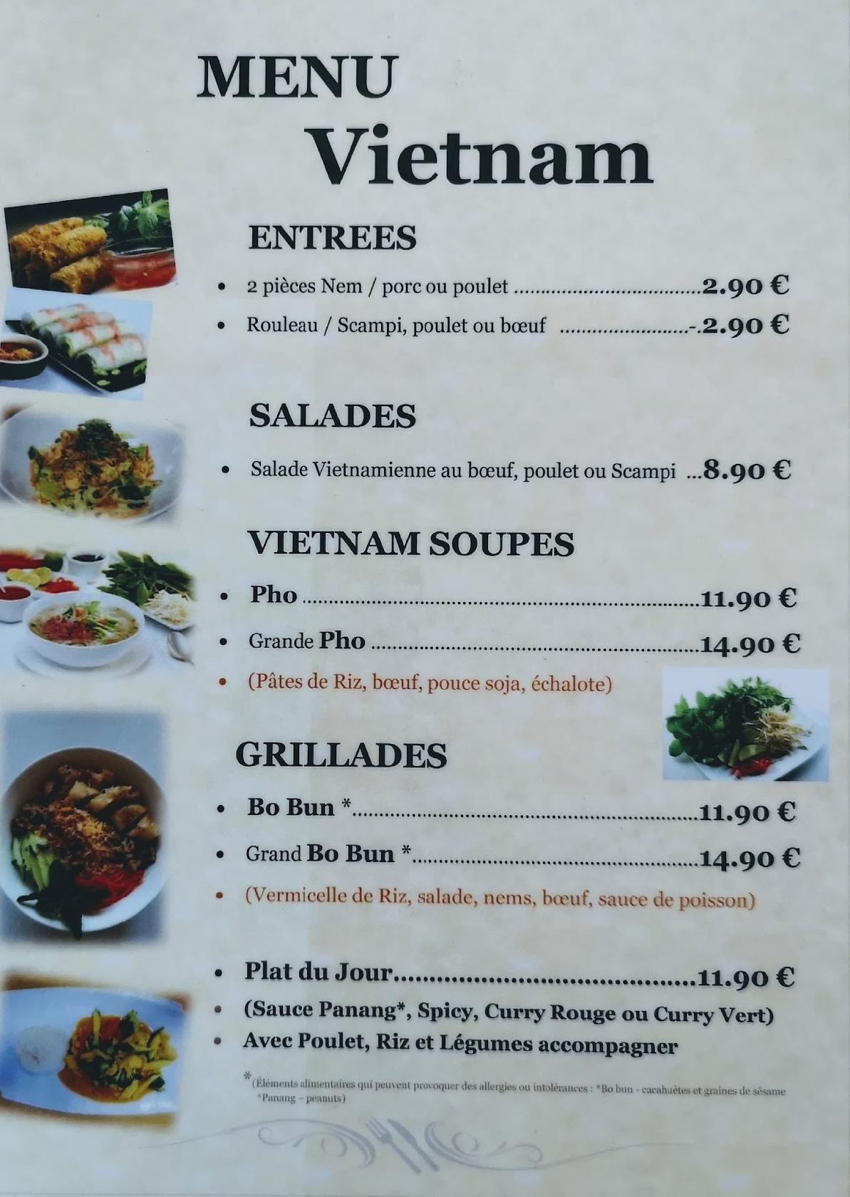 Menu at Mr Mai VietNam Food restaurant, Luxembourg City