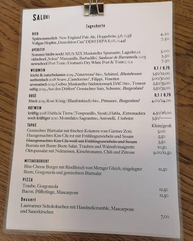 Speisekarte von Saluki pizza, München