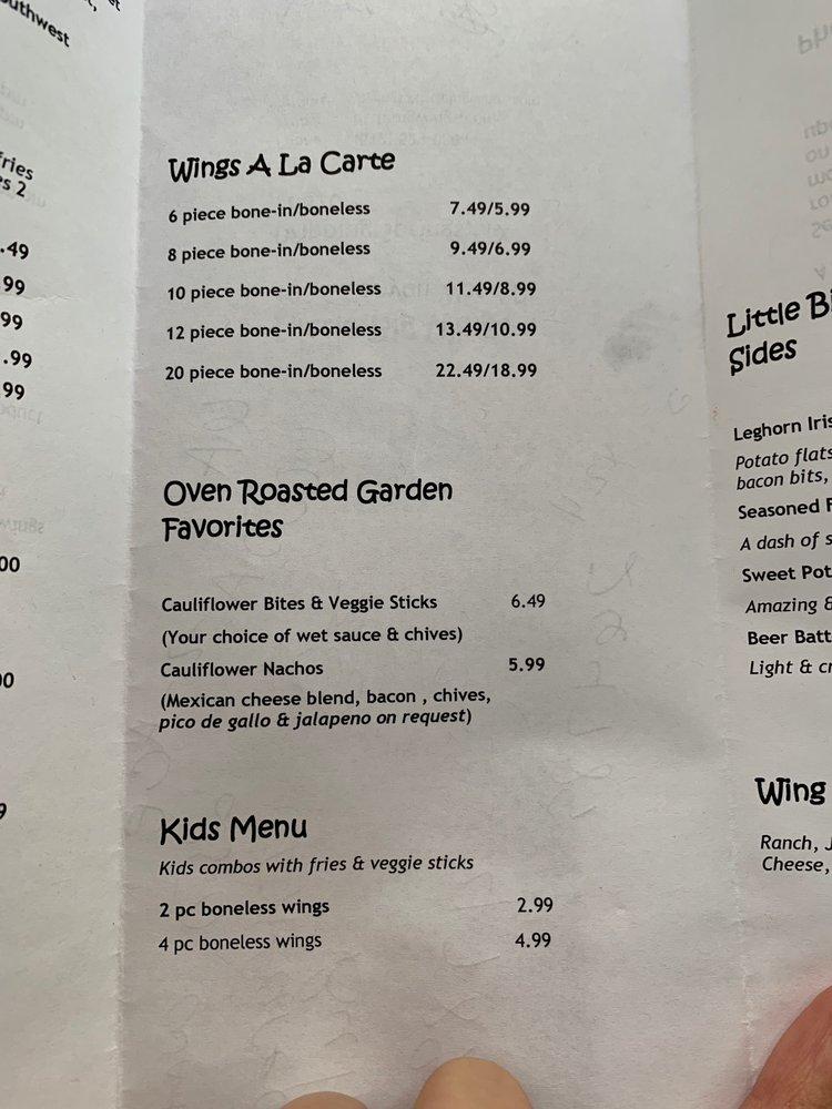 Menu at Little Big Wings, Dripping Springs, Canyonwood and 290