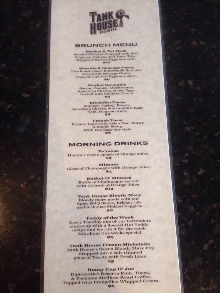 Menu at Tank House BBQ & Bar, Sacramento