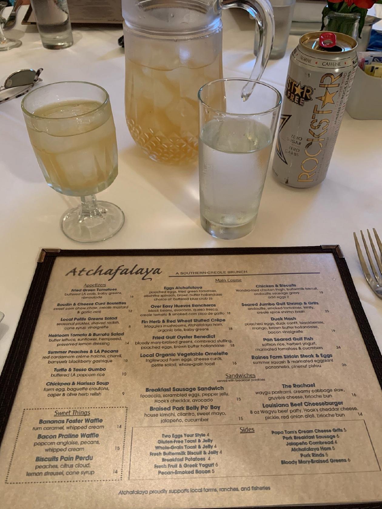 Menu at Atchafalaya restaurant, New Orleans, 901 Louisiana Ave