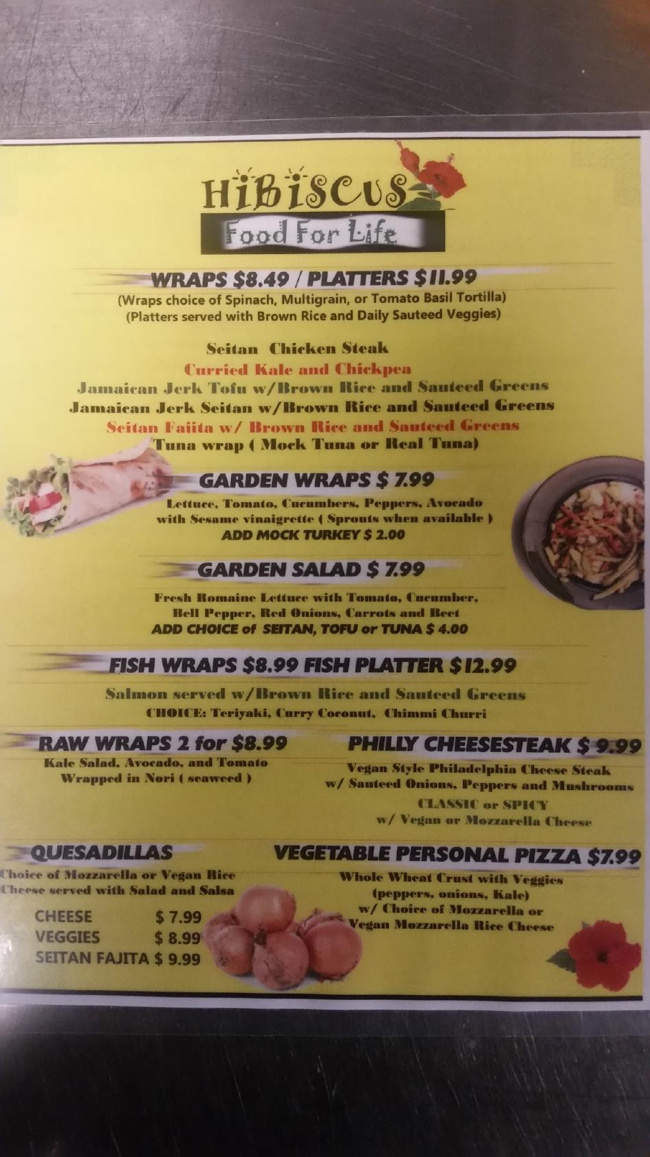 Menu at Hibiscus Cafe, Philadelphia