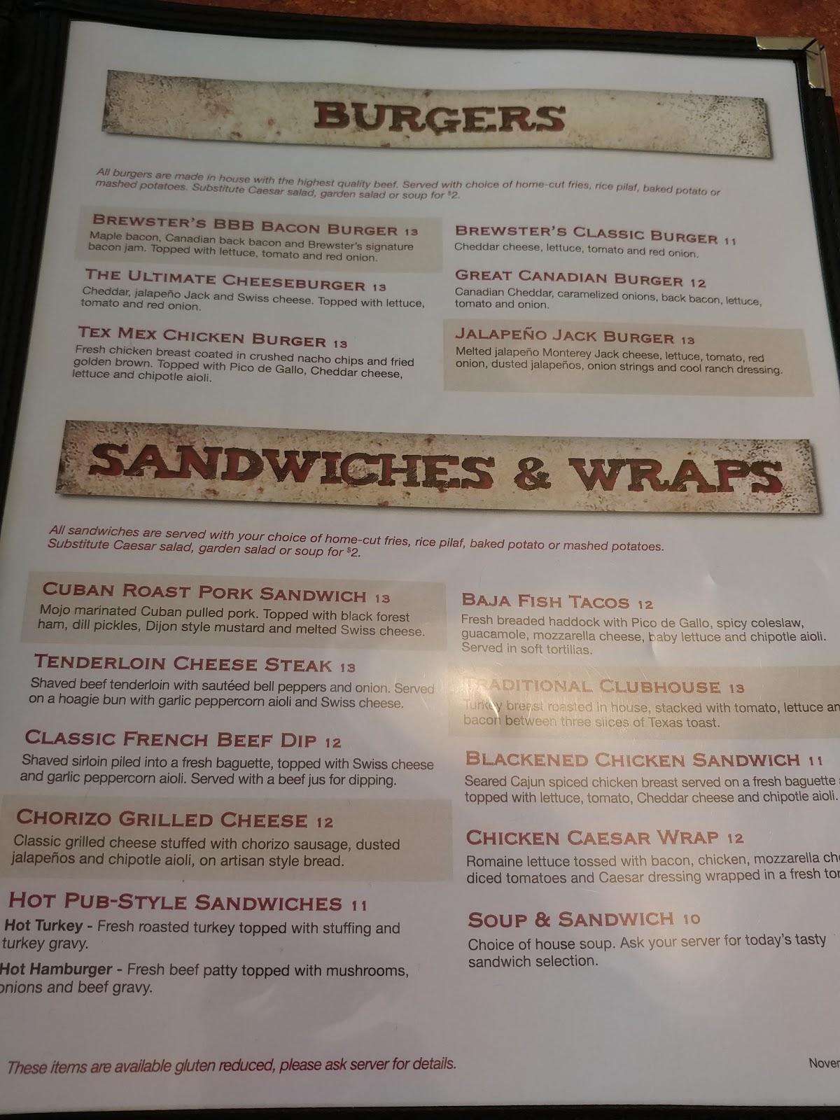 Menu au Mill Cove Brew Pub, Bedford