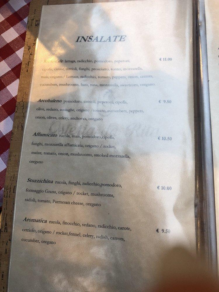 Menu at Osteria da Rita (dal 1991) restaurant, Taormina