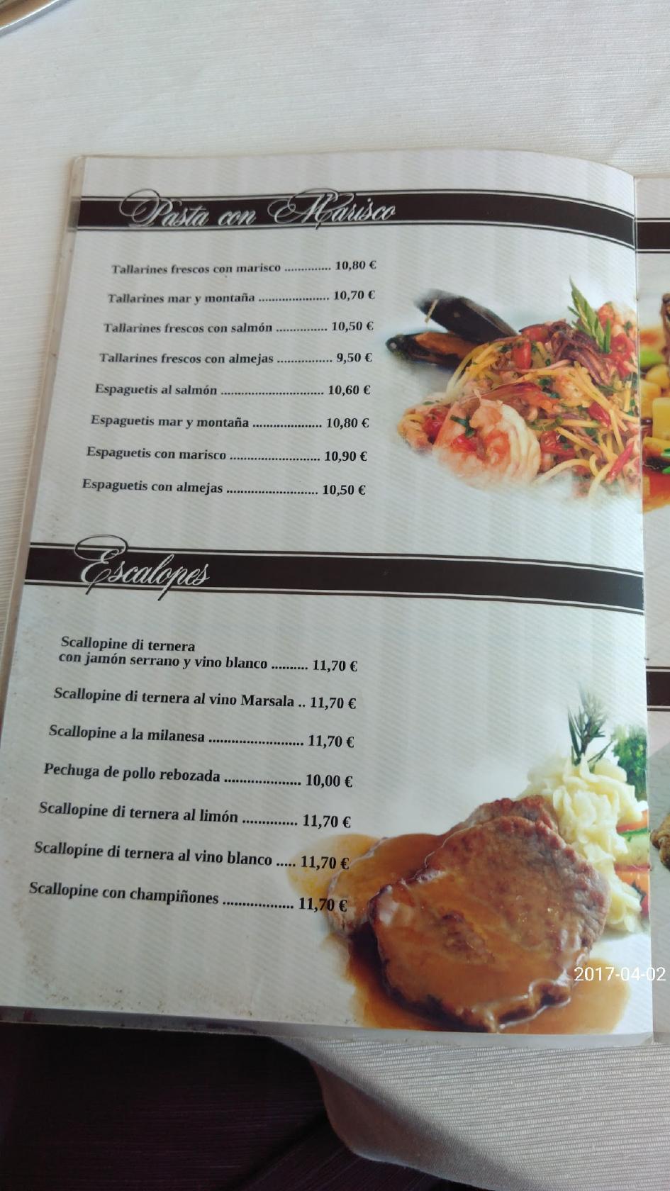 Menu at Principal pub & bar, Benicarló