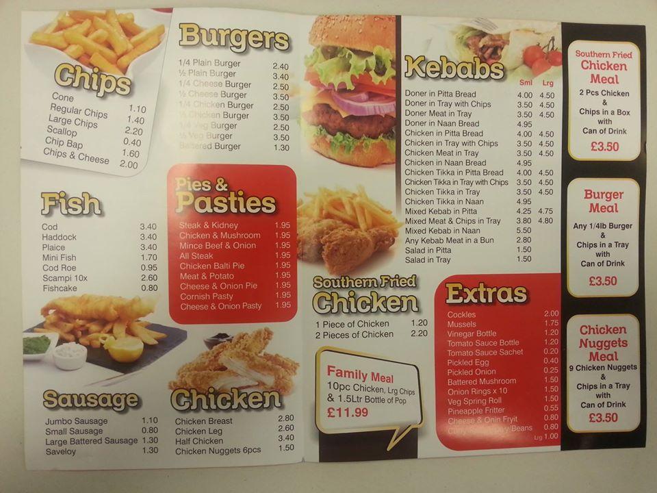 Menu at Star Fish Bar, Shrewsbury