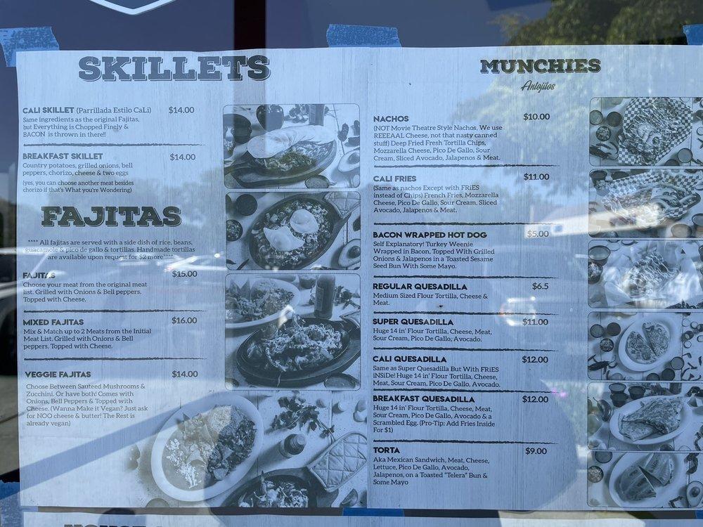Menu at Cali Spartan Mexican Kitchen restaurant, San Jose, Blossom Hill Rd