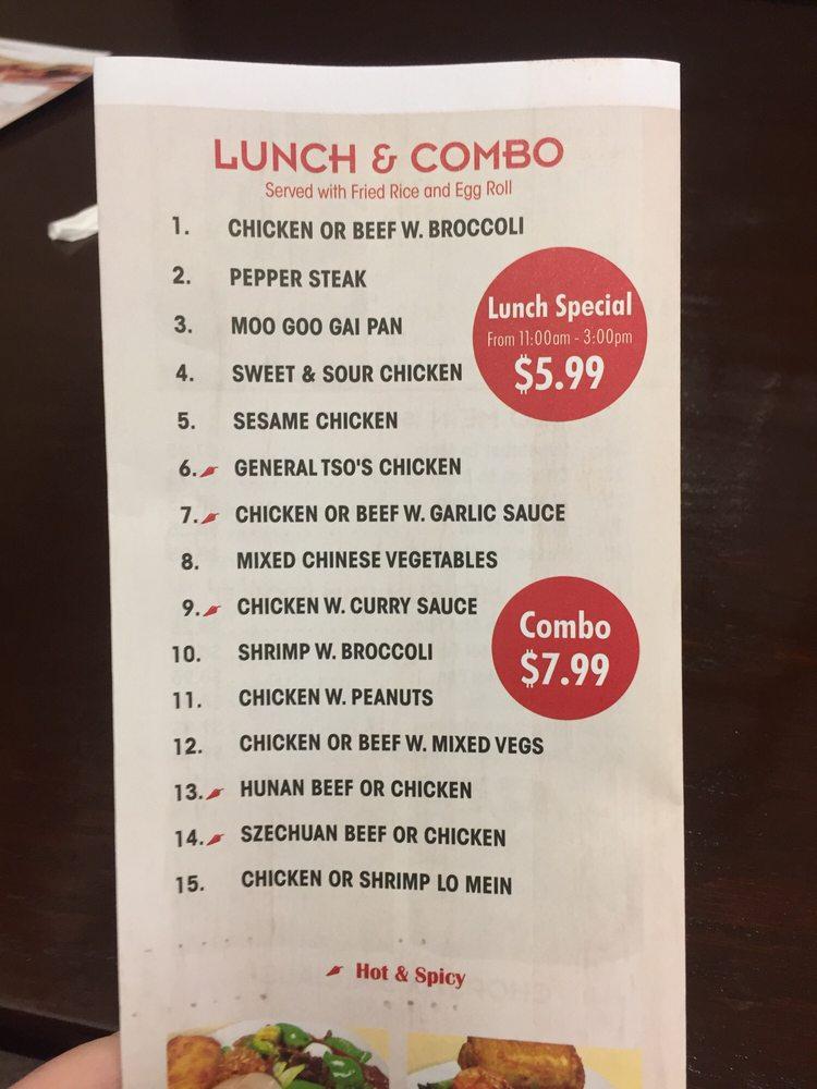 Menu at Chopstix restaurant, Morehead City