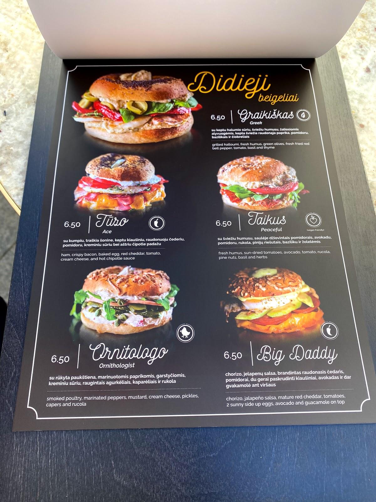 Menu at Holy Donut restaurant, Vilnius, Vilniaus g. 18