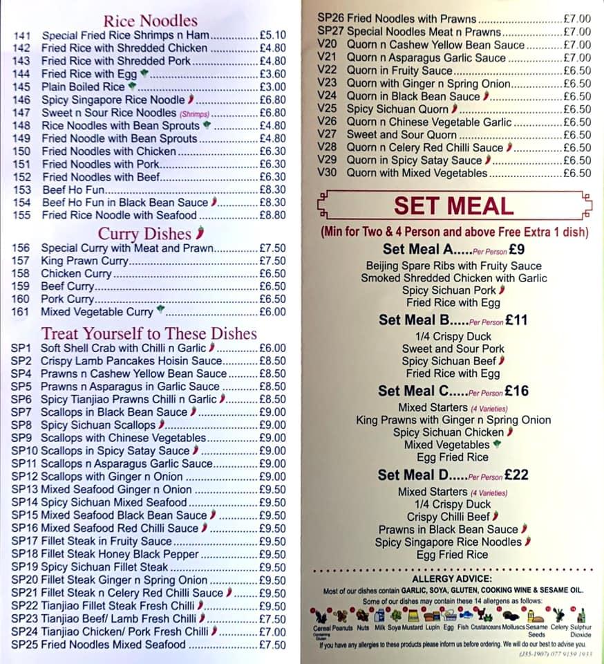 Menu at Jade Fountain restaurant, Sawston