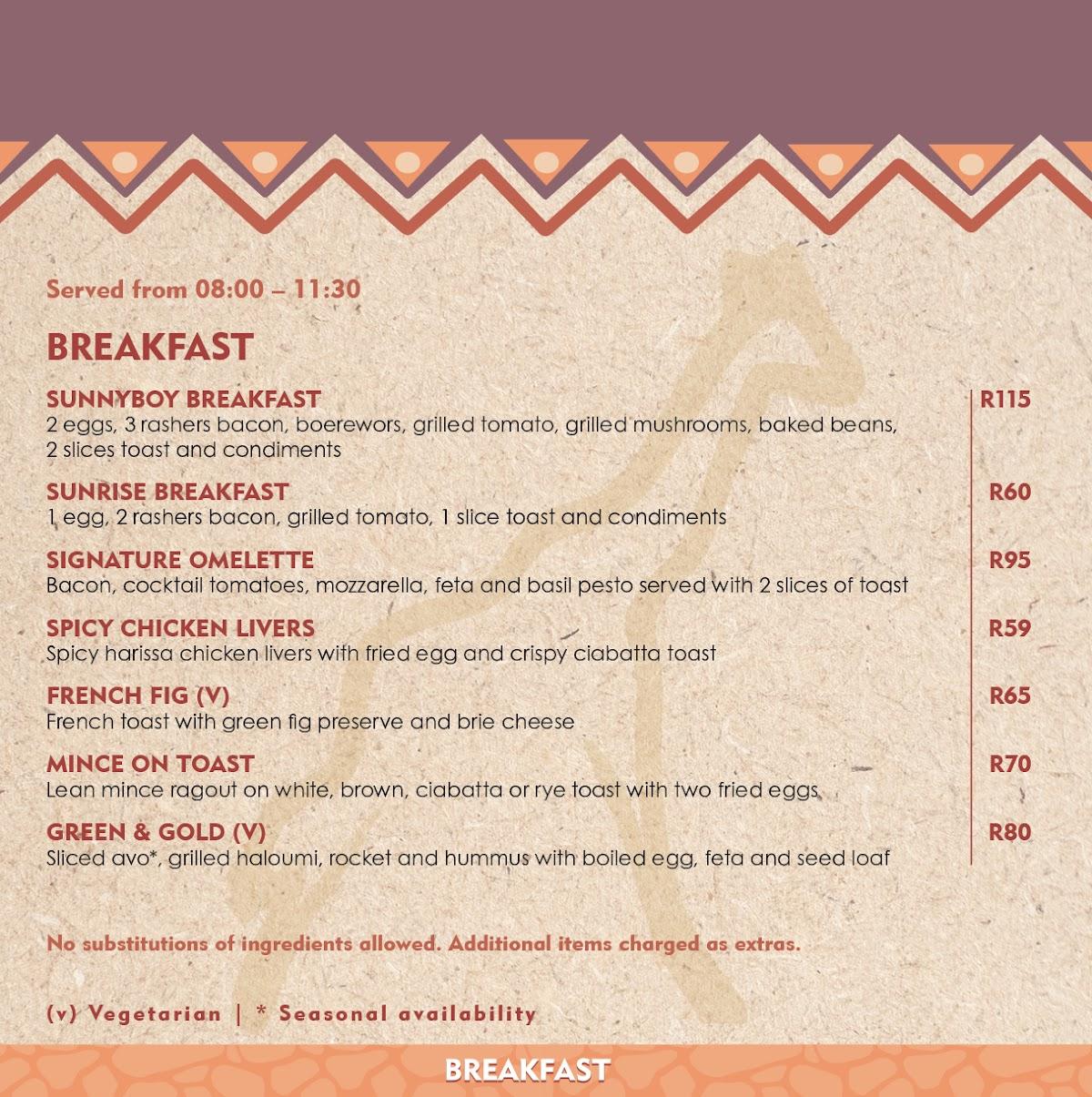 Menu at Neck & Deck Restaurant, Krugersdorp