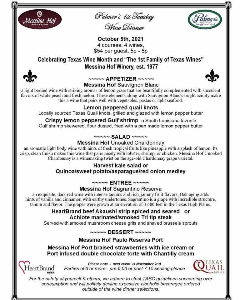 Menu at Palmer's Restaurant Bar & Courtyard, San Marcos