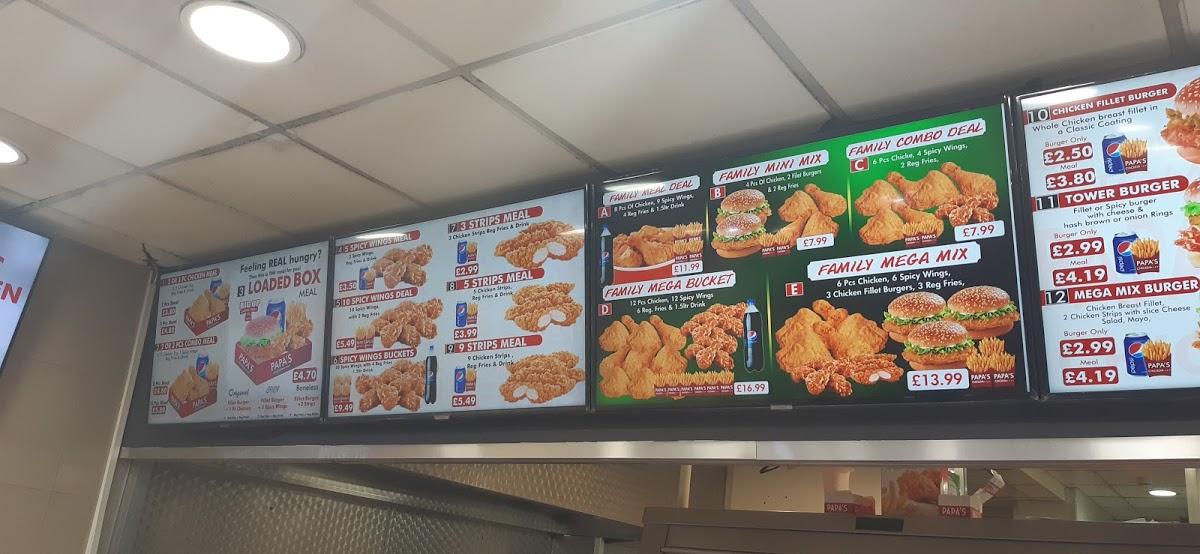 Menu at Papa's Chicken restaurant, London, 205 High St N