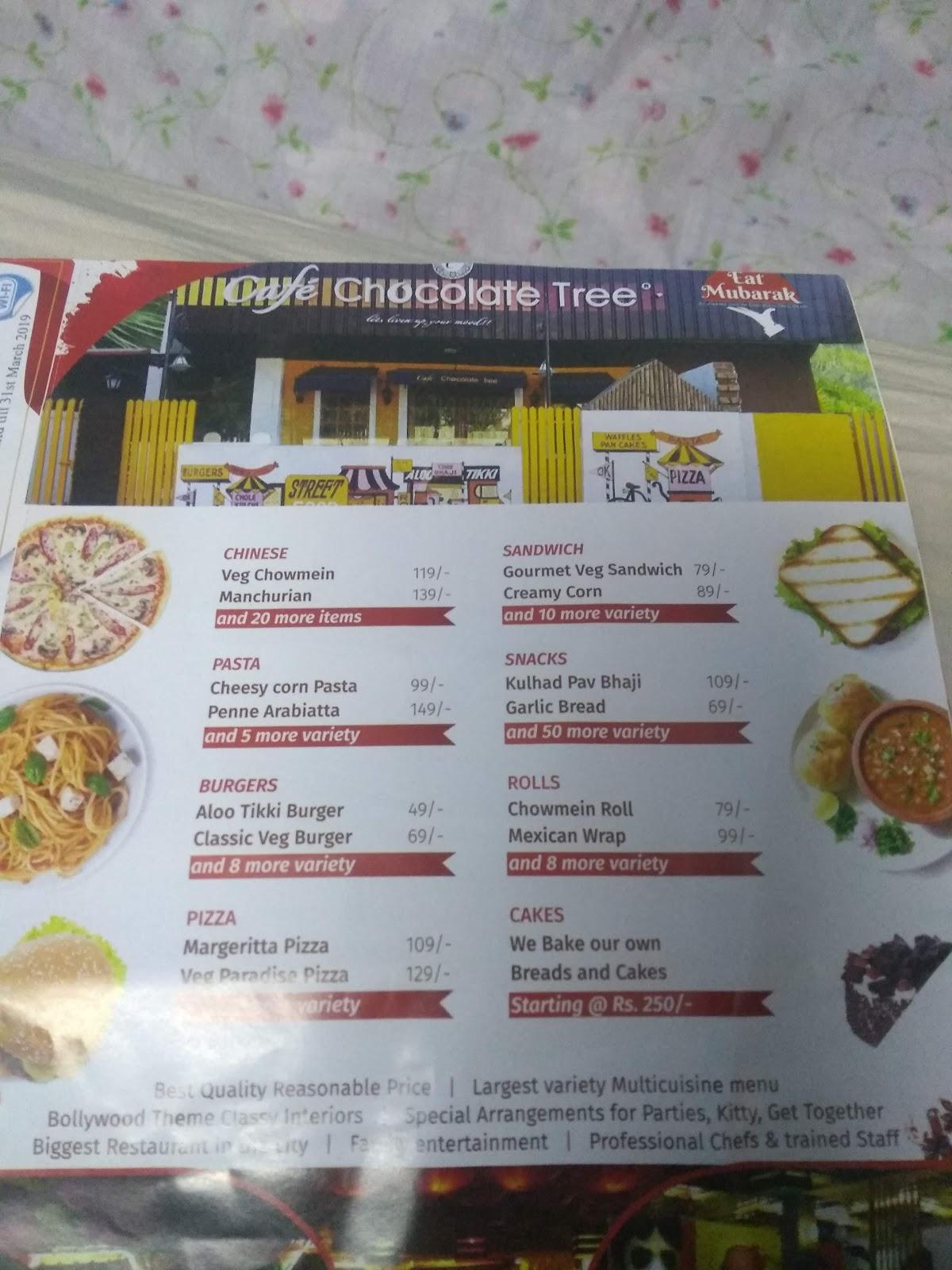 Menu at Cafe Chocolate Tree, Sri Ganganagar, Gagan Path
