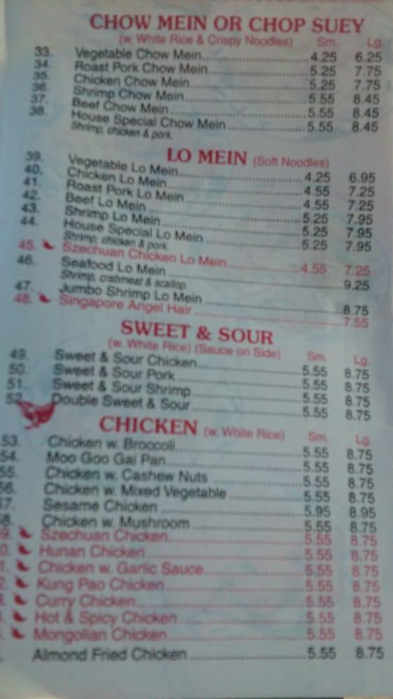 Menu at Garden Cheng Chinese Restaurant, Augusta