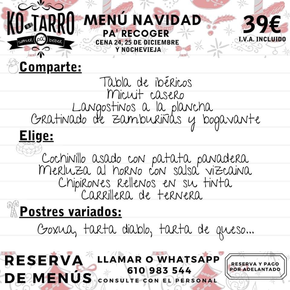 Carta del pub y bar Kotarro, Vitoria-Gasteiz