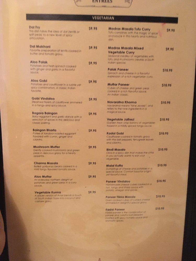 Menu at Madras Masala Restaurant, Ann Arbor