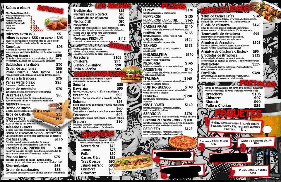 Menu at Restaurante bar La bohème, Texcoco