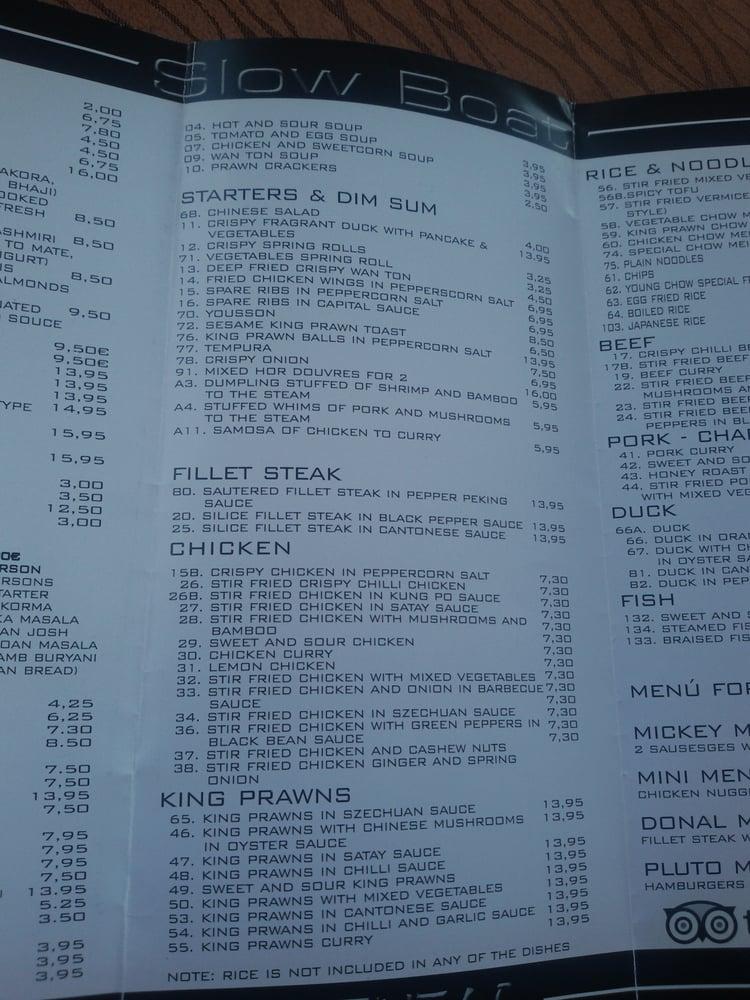 Menu at Oriental Slow Boat restaurant, Costa Adeje, Centro comercial El ...