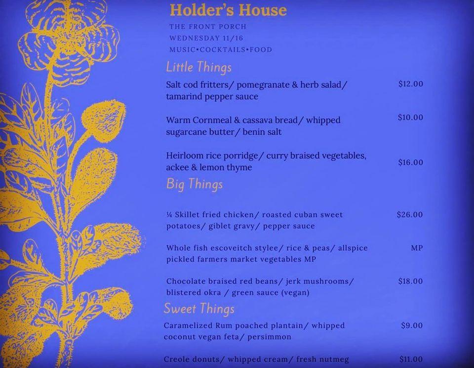 Menu at The Front Porch restaurant, San Francisco