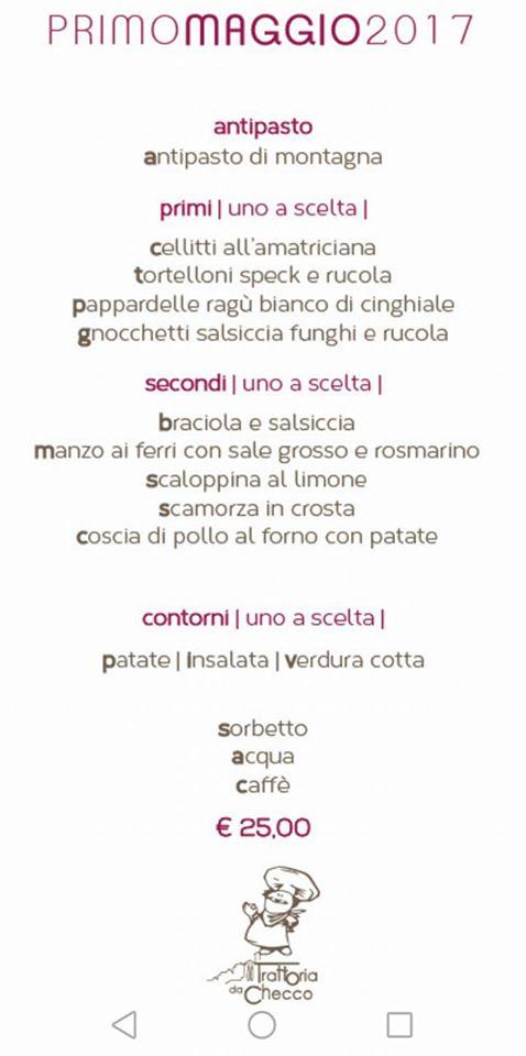 Speisekarte von Trattoria da Checco pizza, Cori