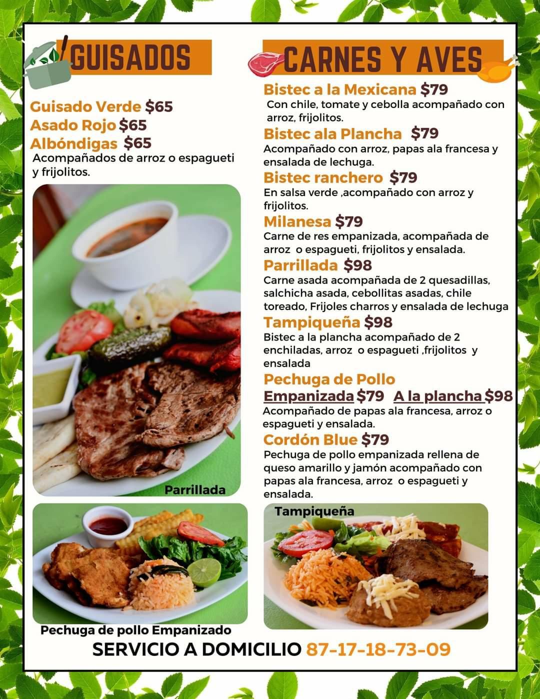 Menu at Cocina El Eden matriz restaurant, Torreón