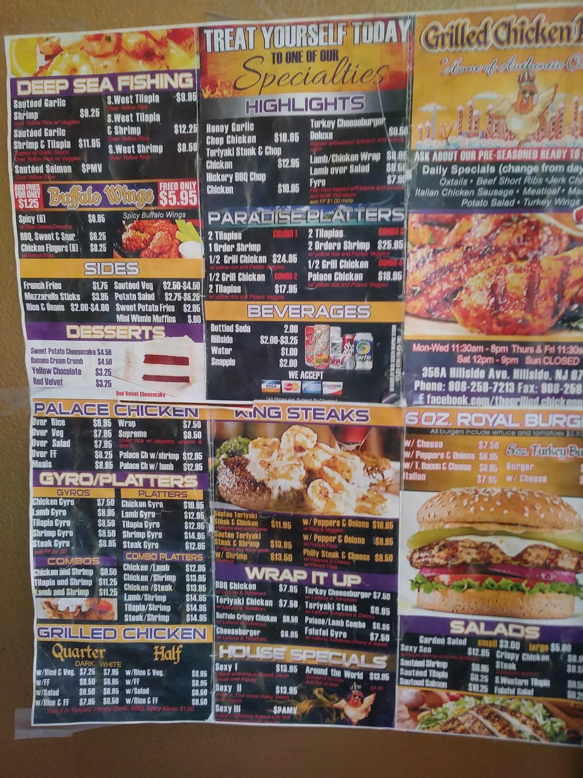 Menu at Grilled Chicken Palace restaurant, Hillside
