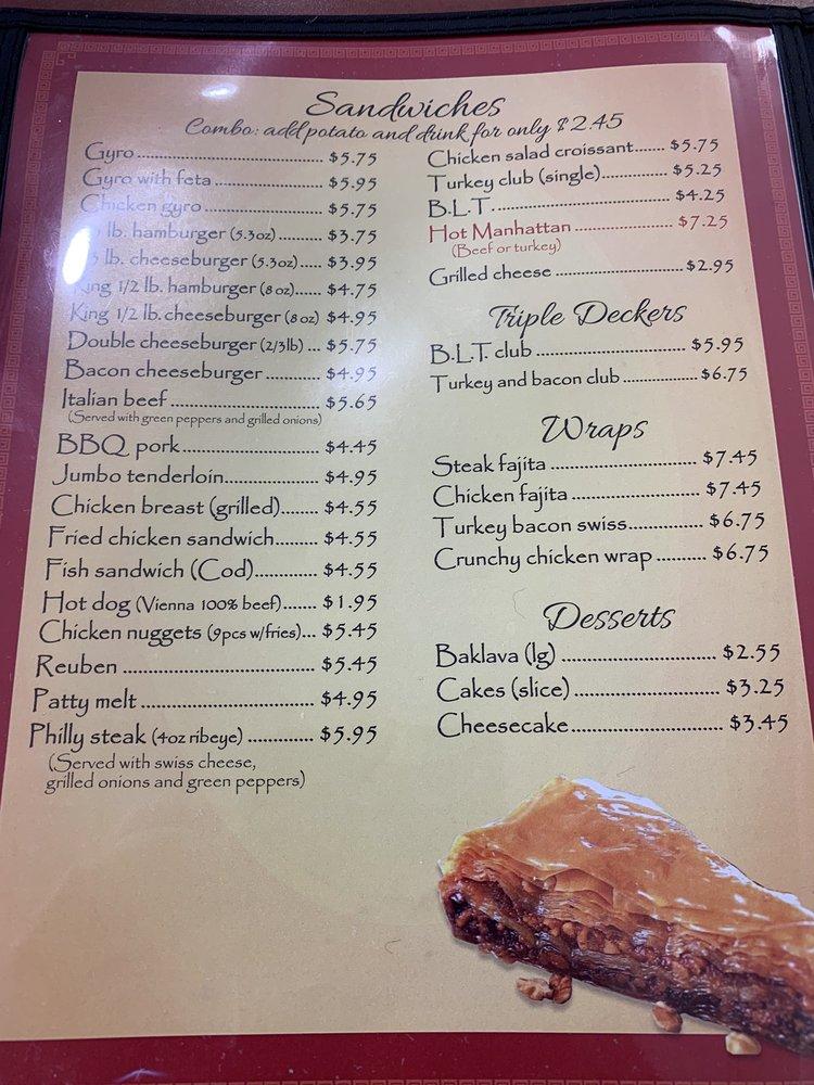 Menu at King Gyros restaurant, Marion