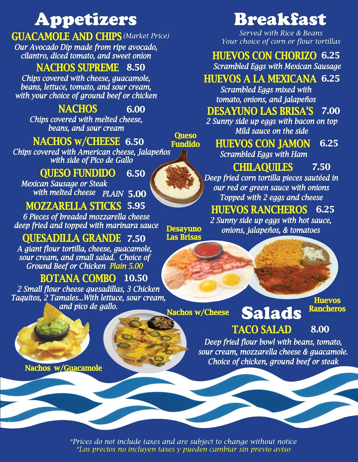 Menu at Las Brisa's pub & bar, Sheboygan