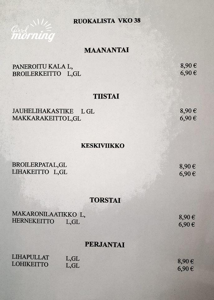Menu at Teboil Purola, Kajaani