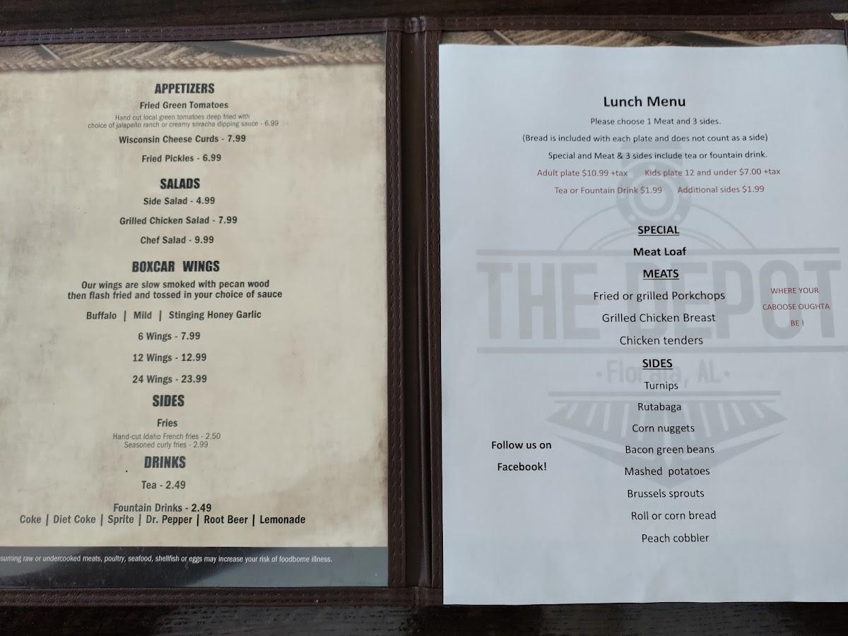 Menu at The Depot Restaurant Catering and Venue, Florala