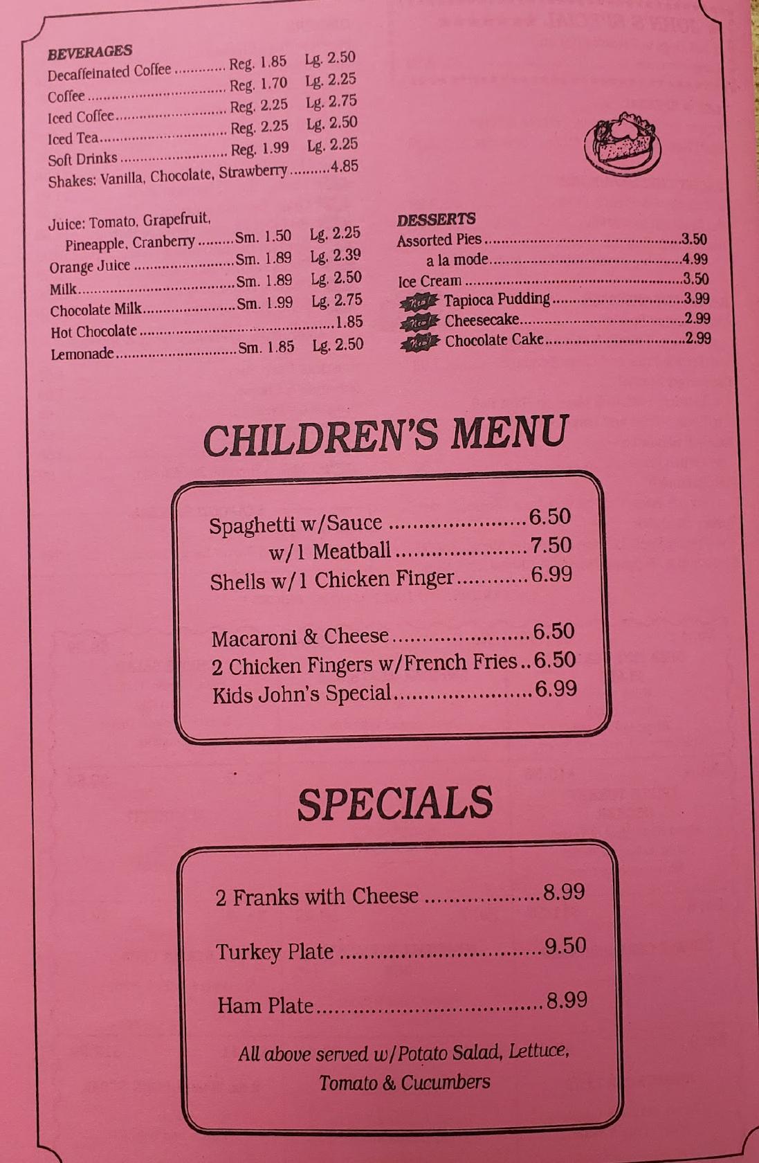 Menu at Billy's Restaurant & Hot Dogs, Worcester